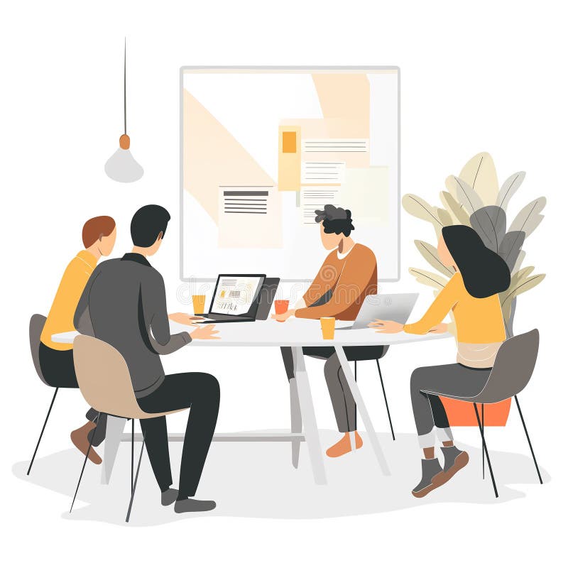 A Collaborative Group Working Together in a Shared Workspace, Against a ...