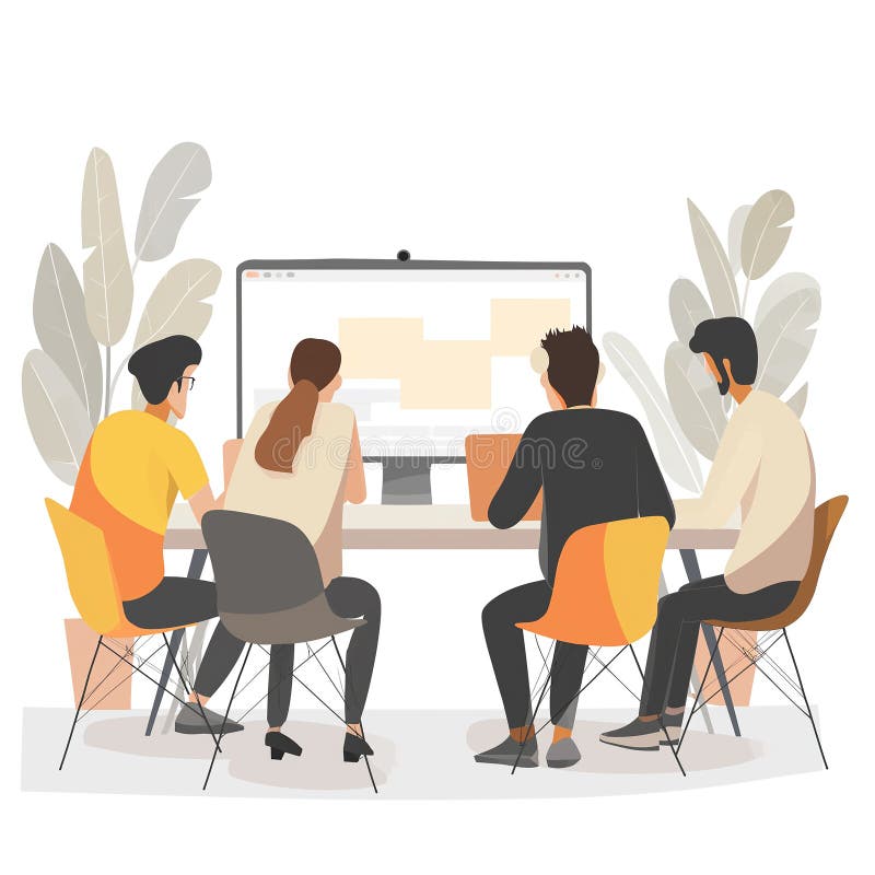 A Collaborative Group Working Together in a Shared Workspace, Against a ...