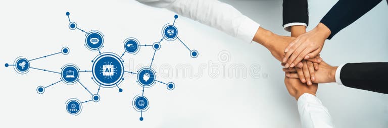 Collaborative Hands Business Concept with AI Integration and Digital ...