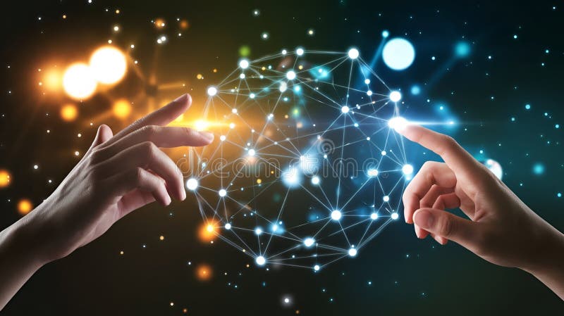 Collaborative Hands Showcasing Futuristic Data Sharing and Networking ...