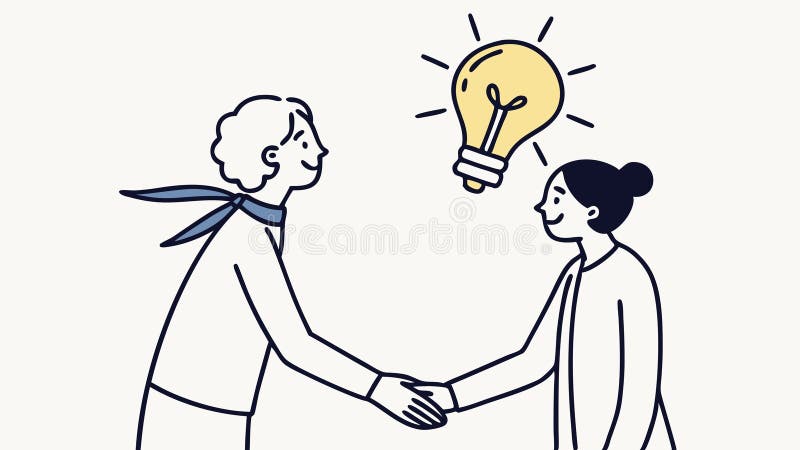 A Collaborative Handshake Resulting in a New Idea Lightbulb Vector ...
