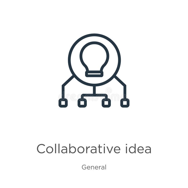 Outline Collaborative Idea Vector Icon. Isolated Black Simple Line ...
