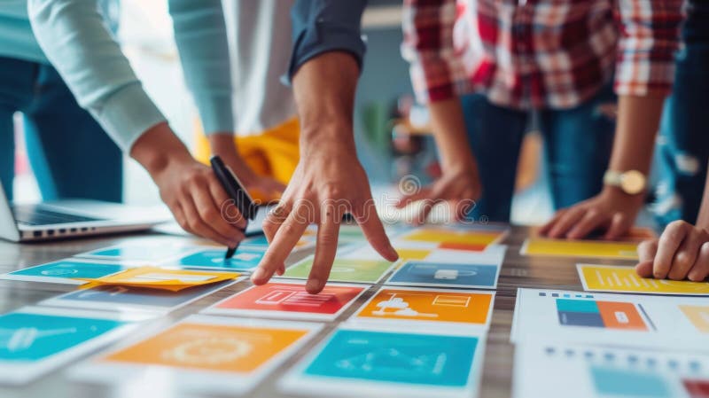 Collaborative Innovation. Diverse Team Discussing App Design at Office ...