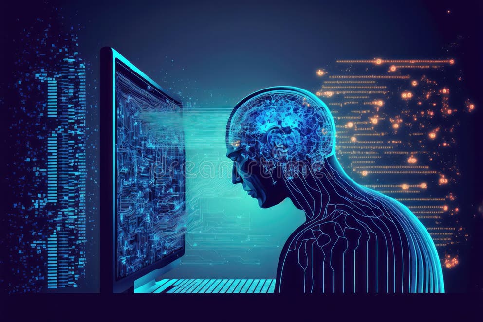 Collaborative Intelligence Coding Human and Machine. Generative Ai Stock Illustration ...