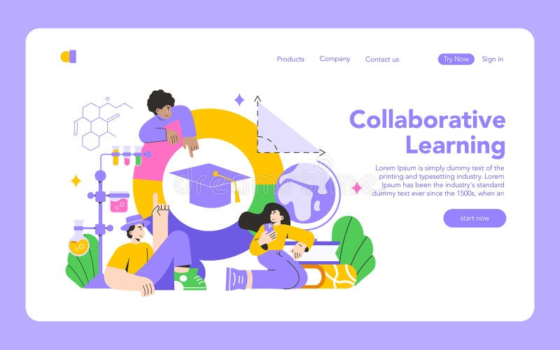Collaborative Learning. Flat Vector Illustration Stock Vector ...