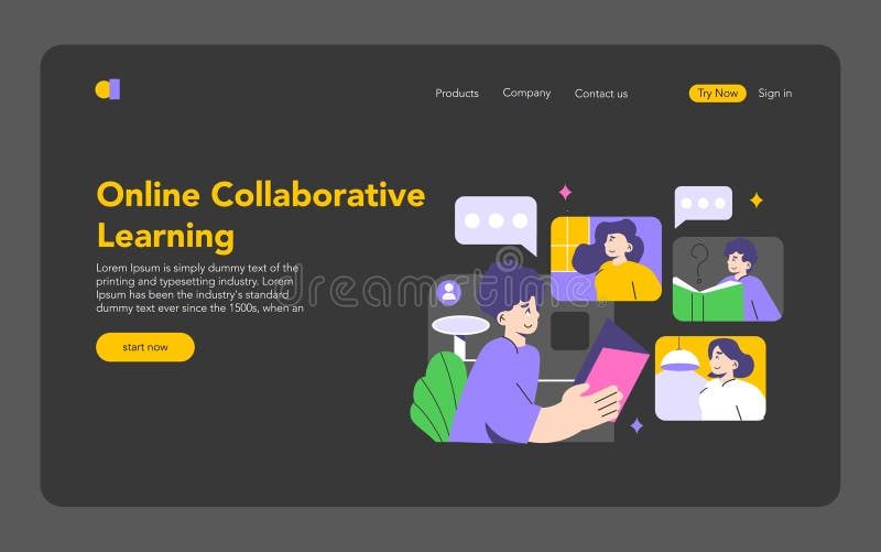 Collaborative Learning. Flat Vector Illustration Stock Illustration - Illustration of call ...