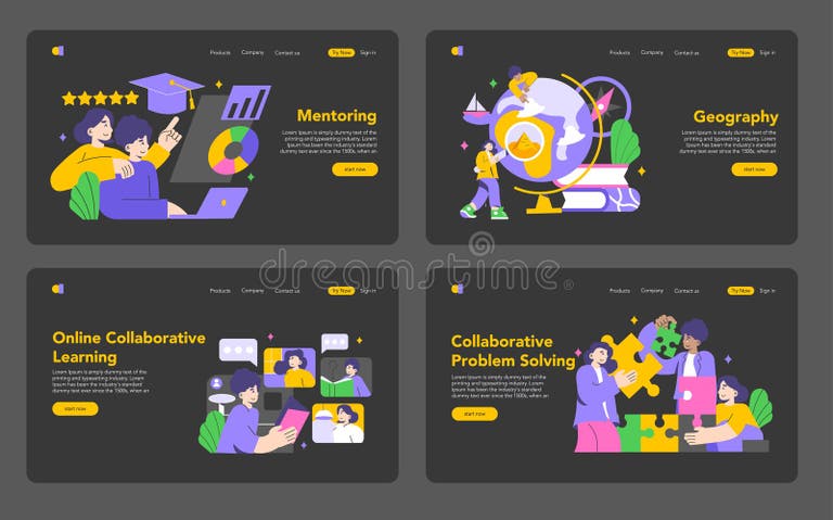 Collaborative Learning. Flat Vector Illustration Stock Vector ...