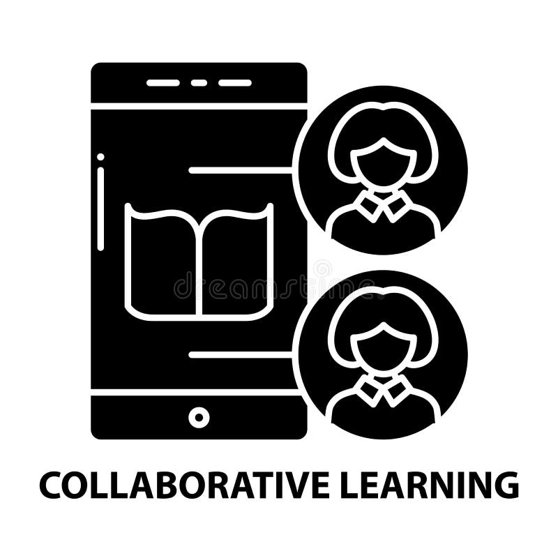 Collaborative Learning Icon, Black Vector Sign with Editable Strokes ...