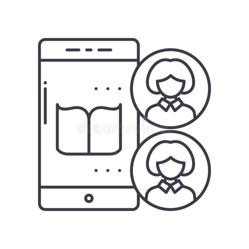 Collaborative Learning Icon, Linear Isolated Illustration, Thin Line ...