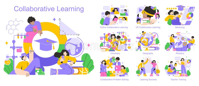 Collaborative Learning. Flat Vector Illustration Stock Vector ...