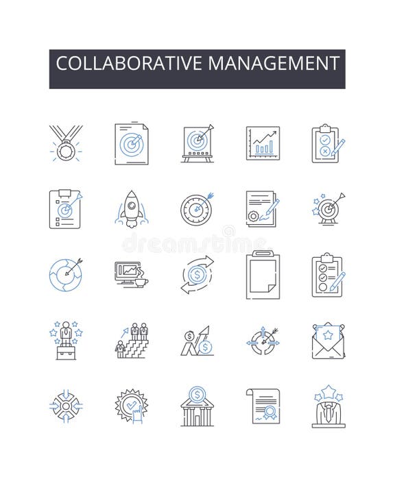 Collaborative Management Line Icons Collection. Hsty, Integrity ...