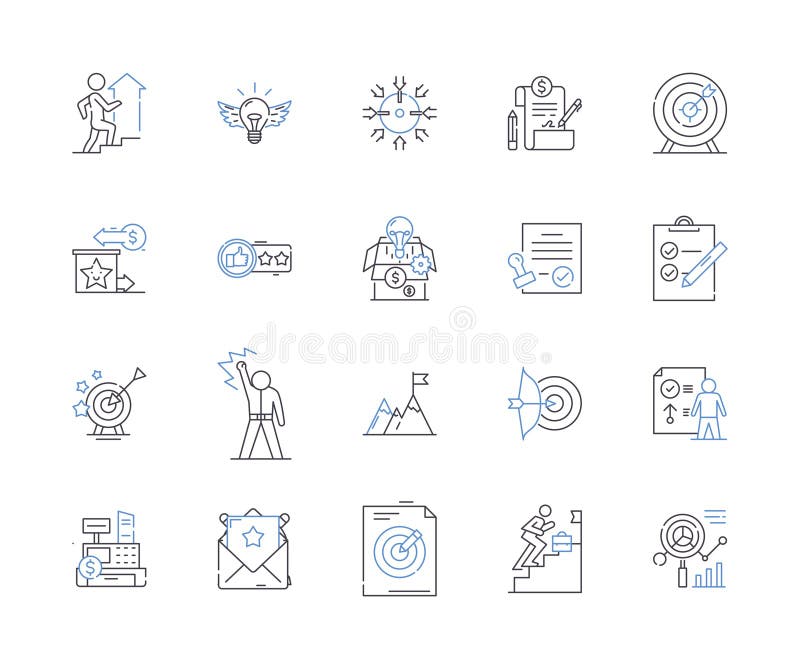 Collaborative Management Outline Icons Collection. Cooperation ...