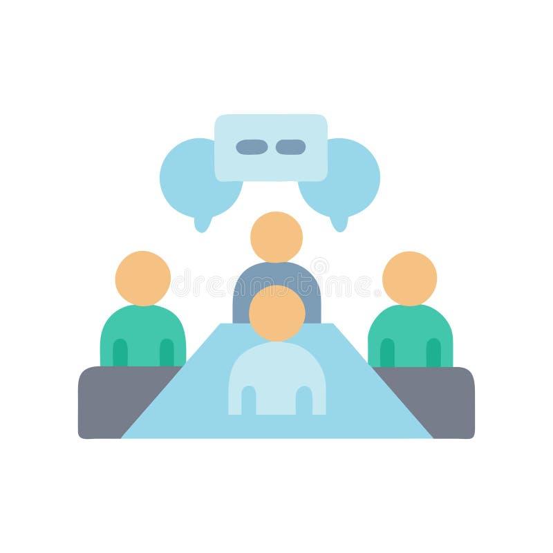 Meeting Icon Vector with Flat Color Style Isolated on White Background ...