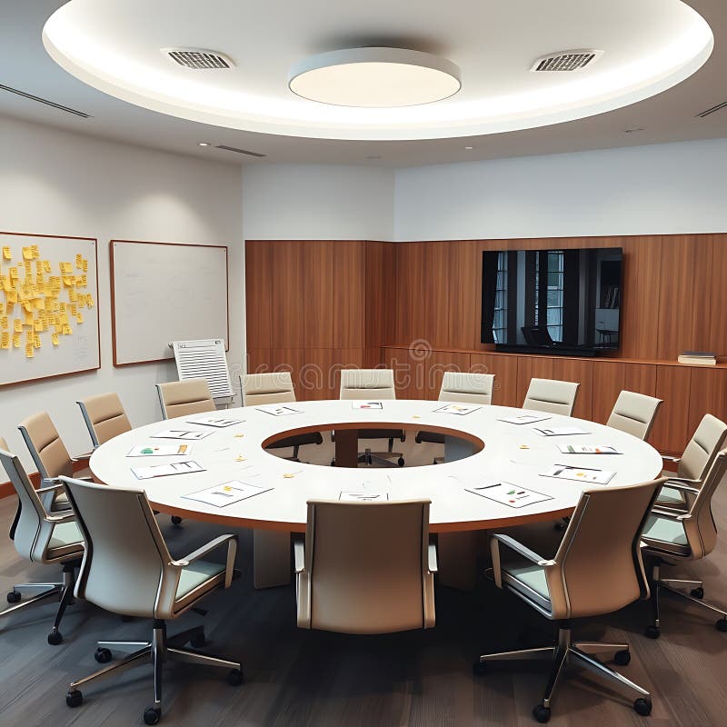 A Collaborative Meeting Space with a Circular Conference Table ...