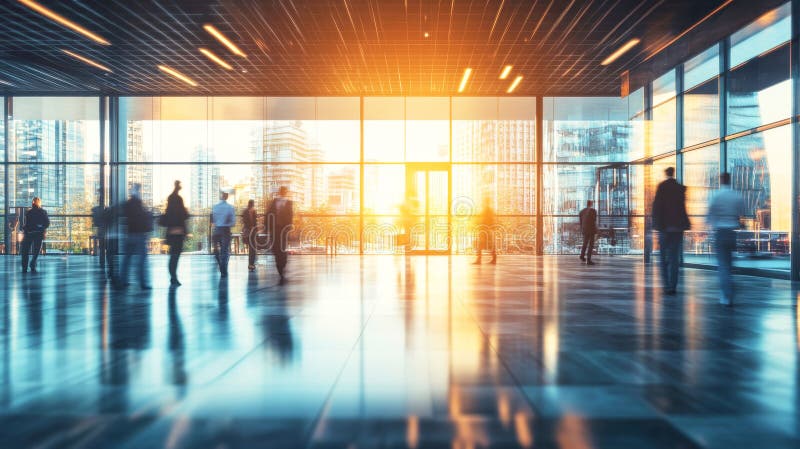 Collaborative Modern Workspace Showcasing City Views and Teamwork in a ...