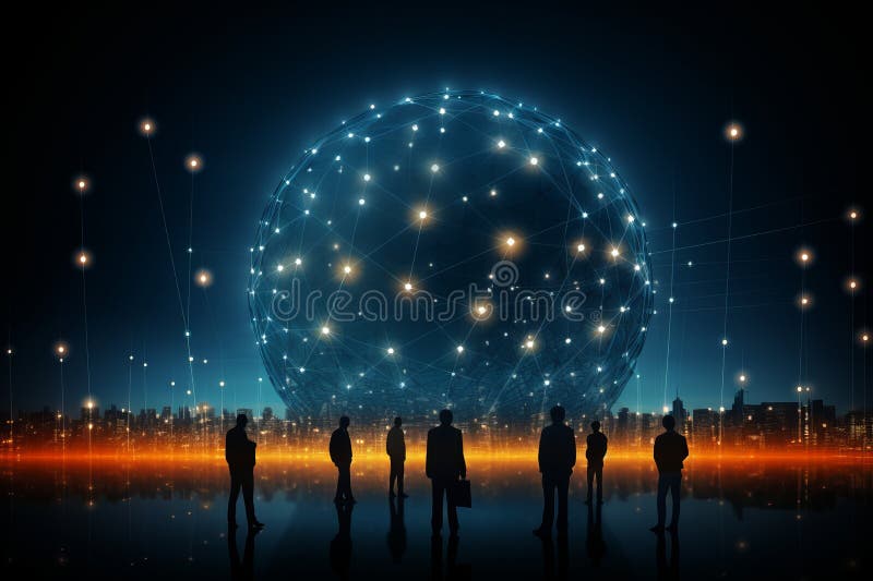 Collaborative Network Infographic Illustrating Teamwork, Connection ...