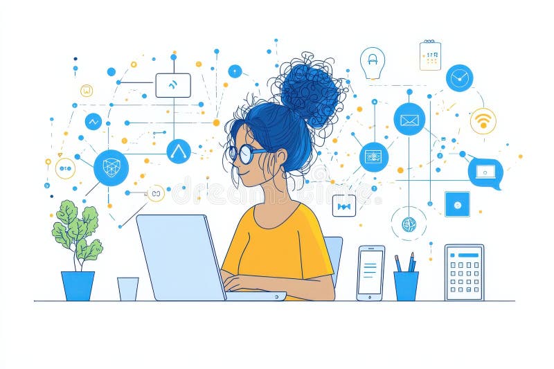 Collaborative Network Technology Concept Featuring Two Professionals ...