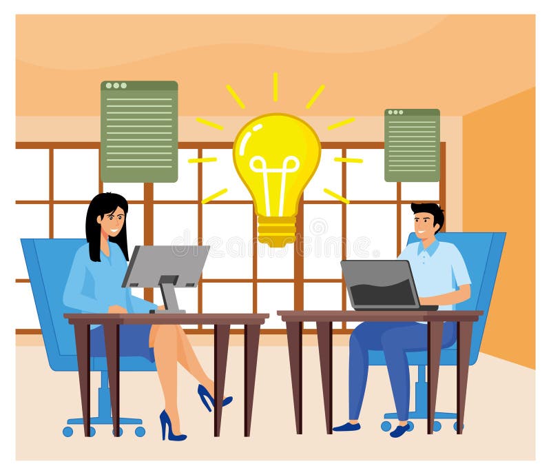 Collaborative Office Environment with Bright Ideas and Creative ...