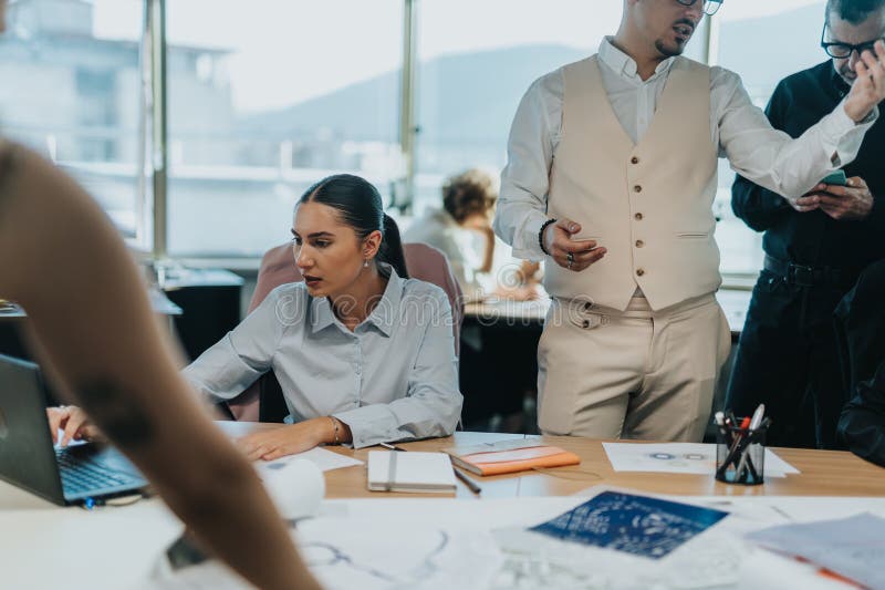 Collaborative Office Environment with Focused Business People Working ...