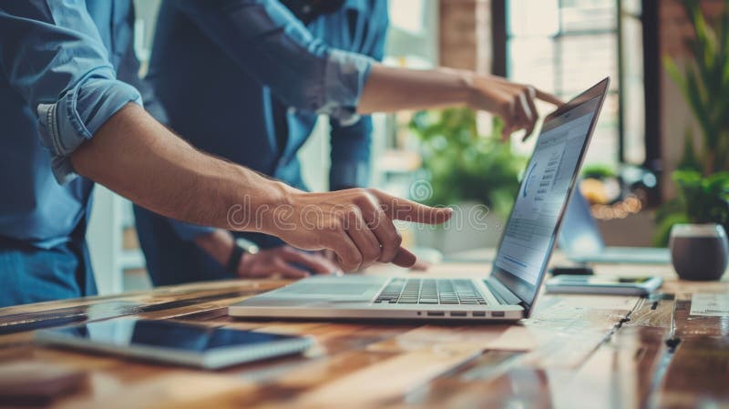 Collaborative Office Meeting with Laptop. AI Generated Stock ...