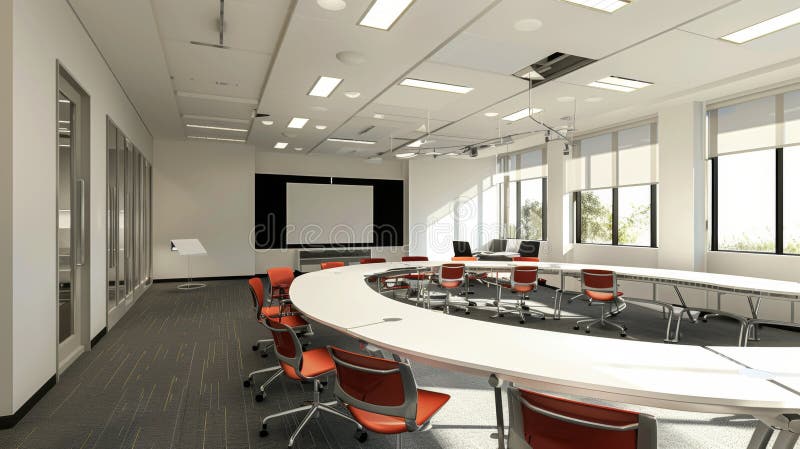 Collaborative Office with Open Spaces and Integrated AV Systems Stock ...