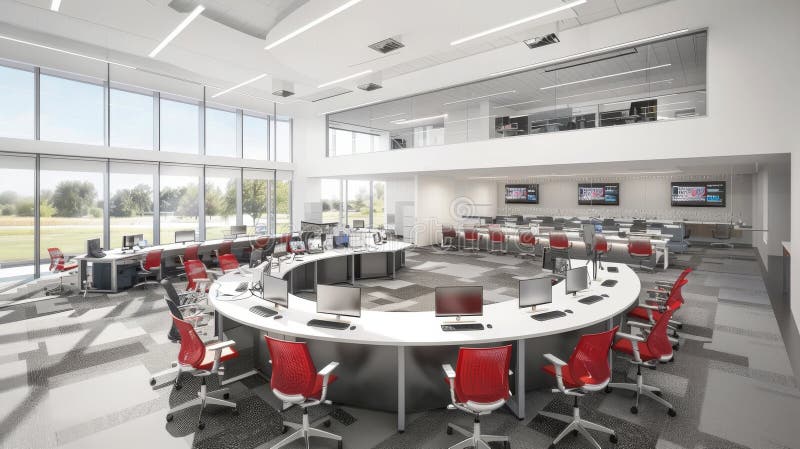 Collaborative Office with Open Spaces and Integrated AV Systems Stock ...