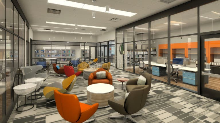 Collaborative Office with Open Spaces and Writable Surfaces Stock ...