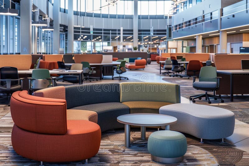 A Collaborative Open Office with Comfortable Seating Areas and Spacious ...