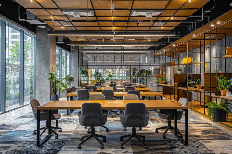 A Collaborative Open Office with Modern Decor and Flexible Seating ...