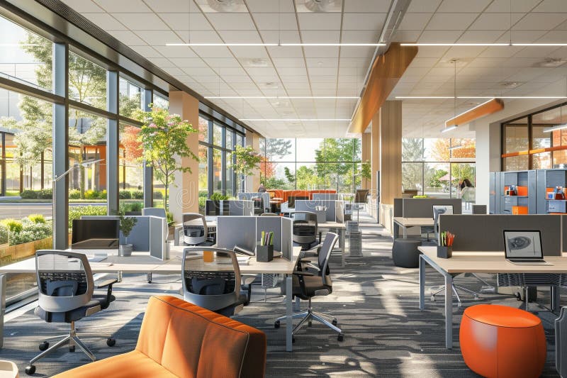 A Collaborative Open Office with Shared Desks and Casual Breakout Areas ...