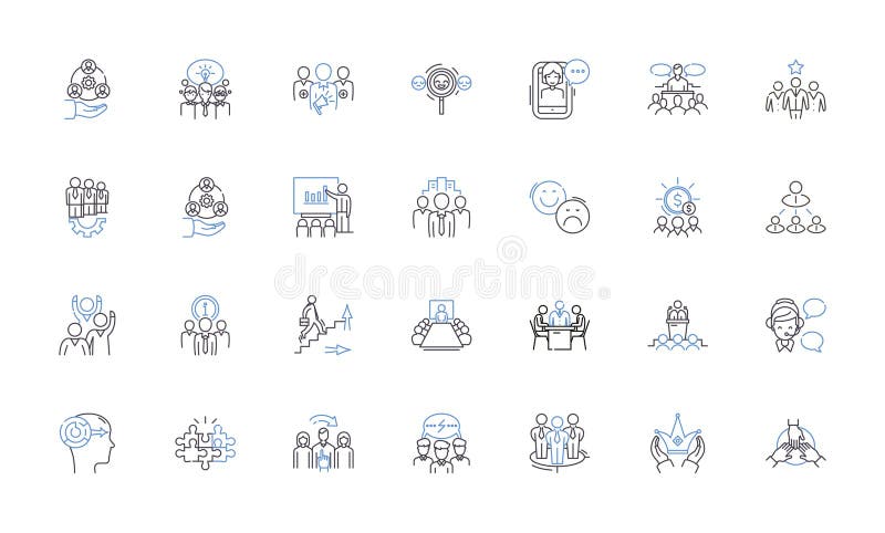 Collaborative Partnership Line Icons Collection Synergy Alliances Cooperation Teamwork
