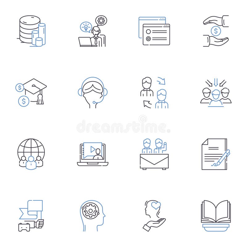 Collaborative Partnerships Line Icons Collection. Synergy, Integration ...