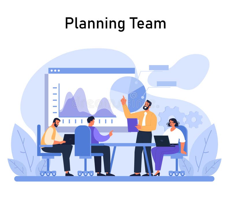 Collaborative Planning Team Deep in Discussion Stock Vector ...