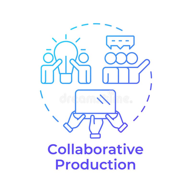 Collaborative Production Blue Gradient Concept Icon Stock Vector ...