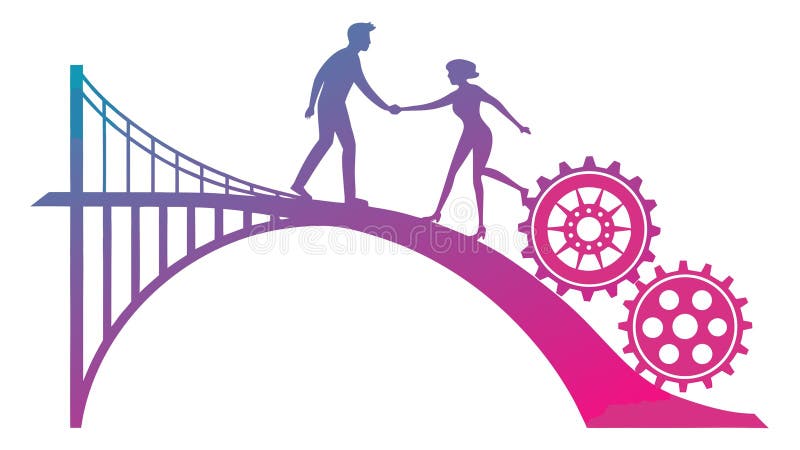 Collaborative Progress Across Gear Bridge, Vector Design Generative AI ...