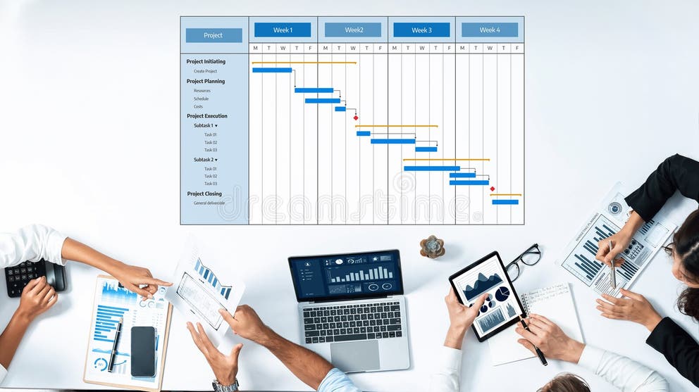 Collaborative Project Management Workspace with Gantt Chart, Business Strategy, and Data ...