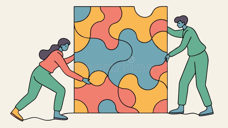 Collaborative Puzzle Solving Teamwork, Vector Design Generative AI ...