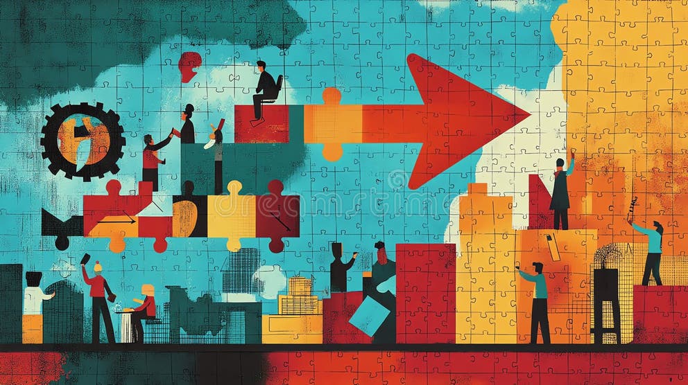Collaborative Puzzle: Teamwork for Progress Illustration Stock Photo ...