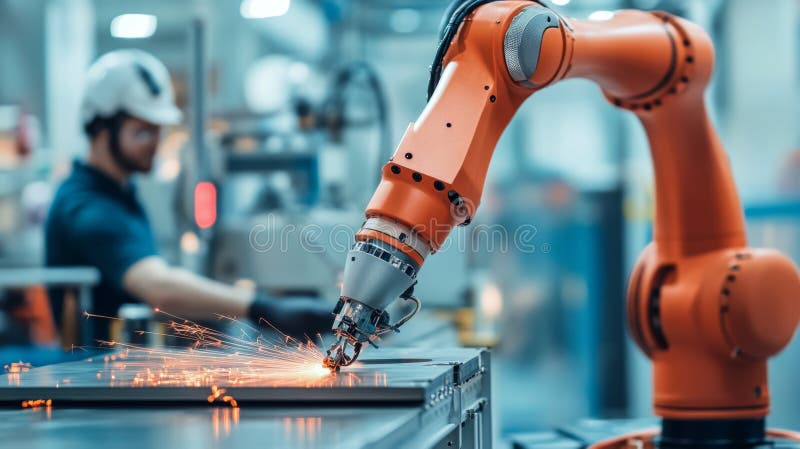 Collaborative Robot and Human Working Together in a Modern Factory ...