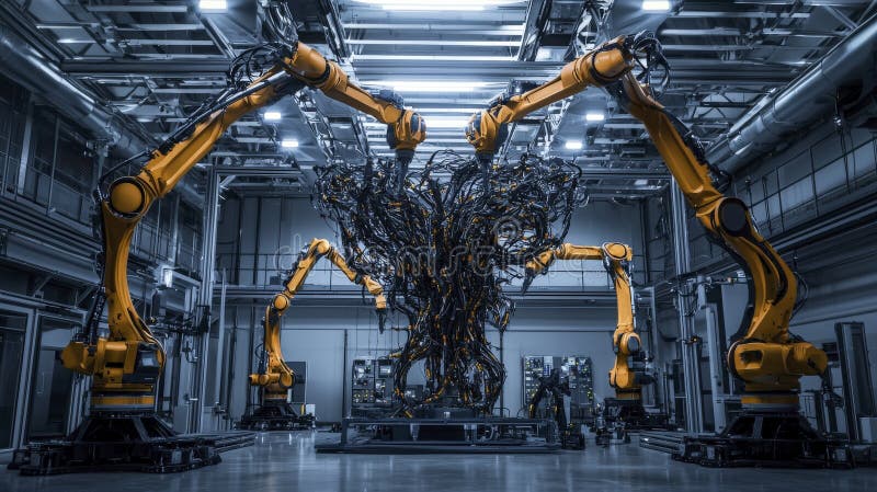 Collaborative Robotic Arms Creating Complex Structures in Industrial ...