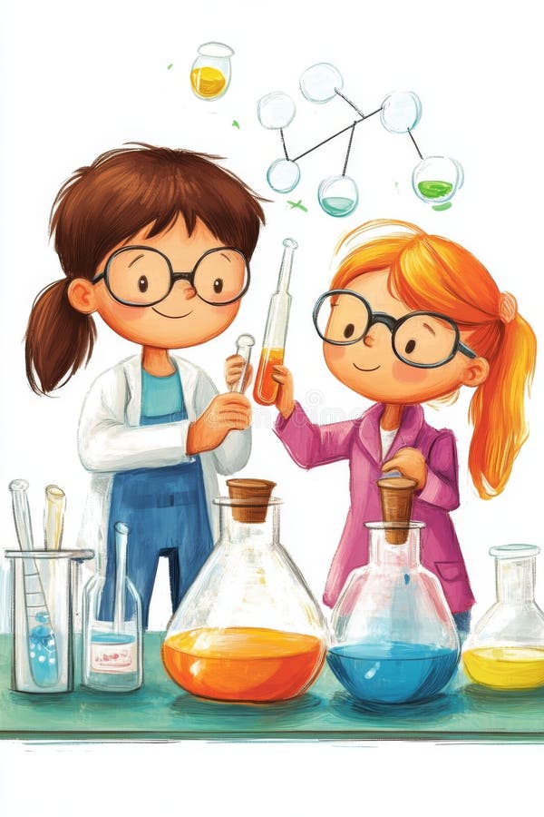 Collaborative Science Experiment in Classroom Stock Illustration ...