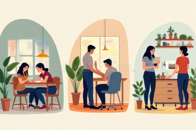 Collaborative Spaces stock illustration. Illustration of brainstorming ...