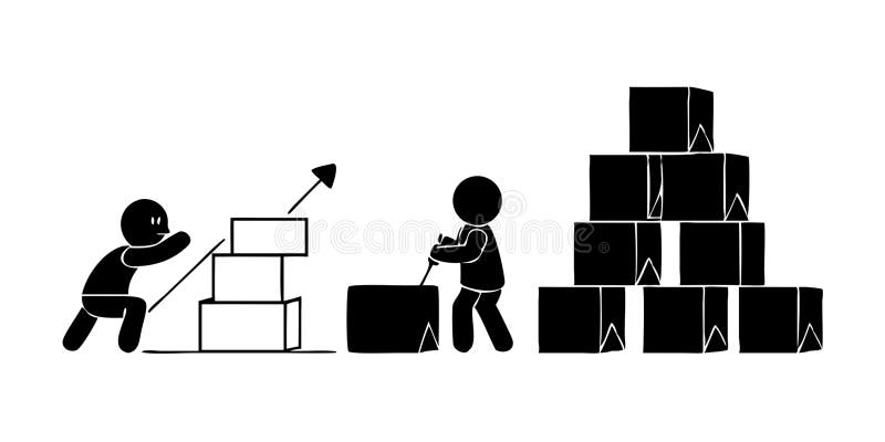 Collaborative Stacking Blocks Icon: Teamwork Building Vector Design ...