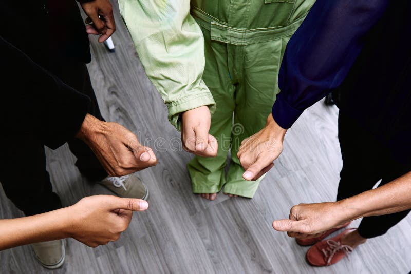 A Collaborative Standing Team Giving Thumbs Up with Half Circle Stock ...