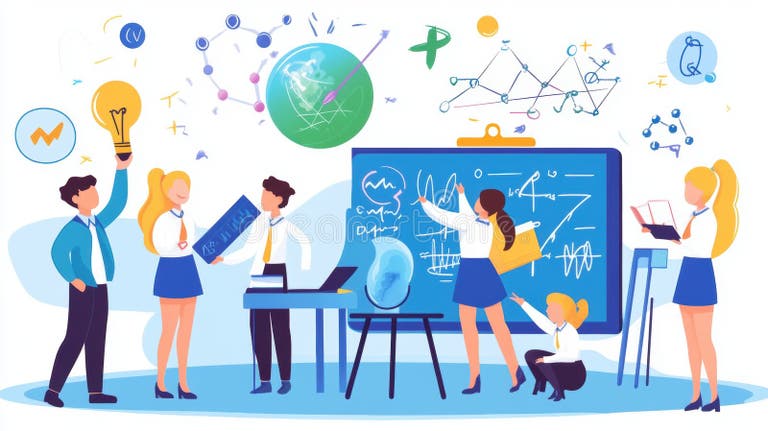 Collaborative STEM Education Stock Illustration - Illustration of critical, learning: 367335379