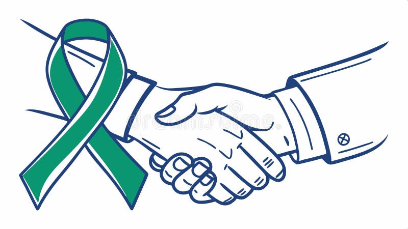 Handshake Ribbon Support, Depicting Partnership Symbol and ...