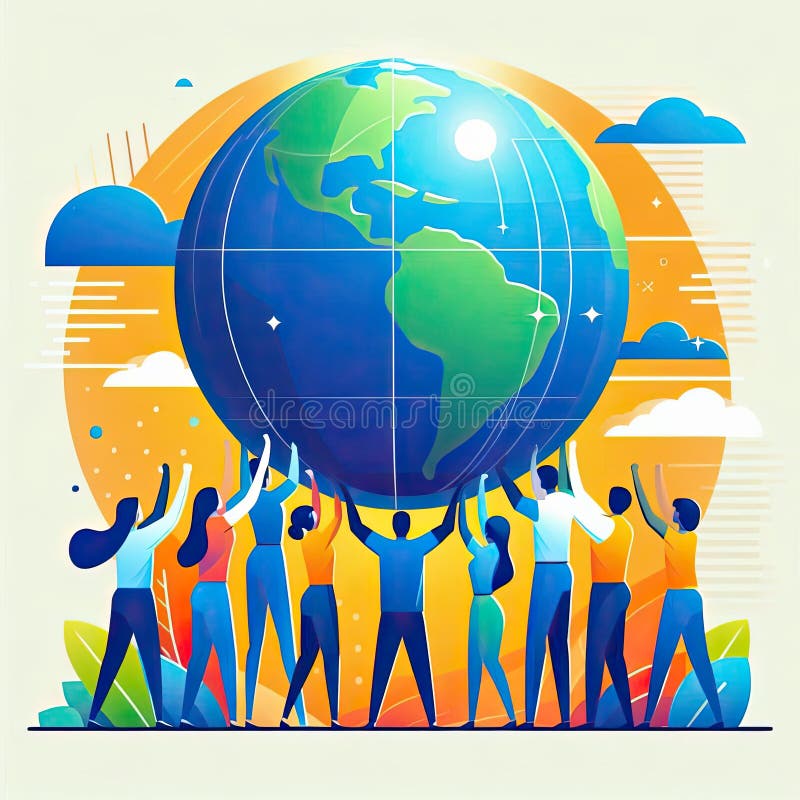 Collaborative Support for Our Shared Planet Stock Illustration ...