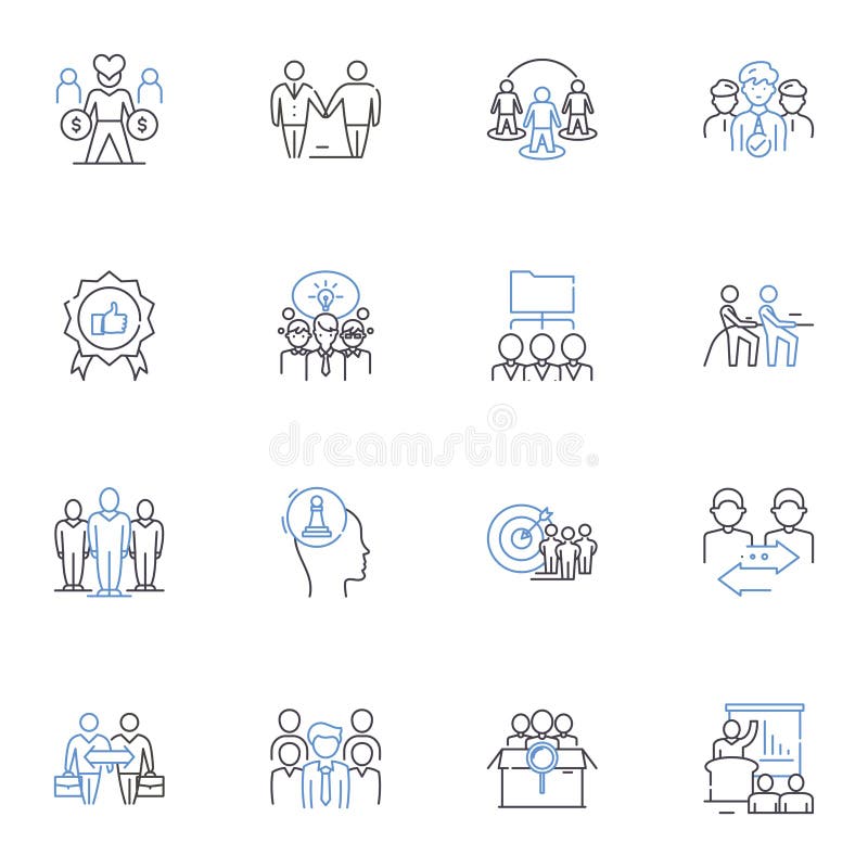 Collaborative Tasks Line Icons Collection. Brainstorming, Communication ...