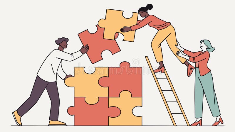 Collaborative Team Building with Puzzle Pieces, Problem Solving, Vector ...