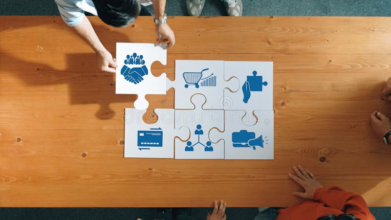 Collaborative Team Building with Puzzle Pieces Representing Business Growth, Networking ...